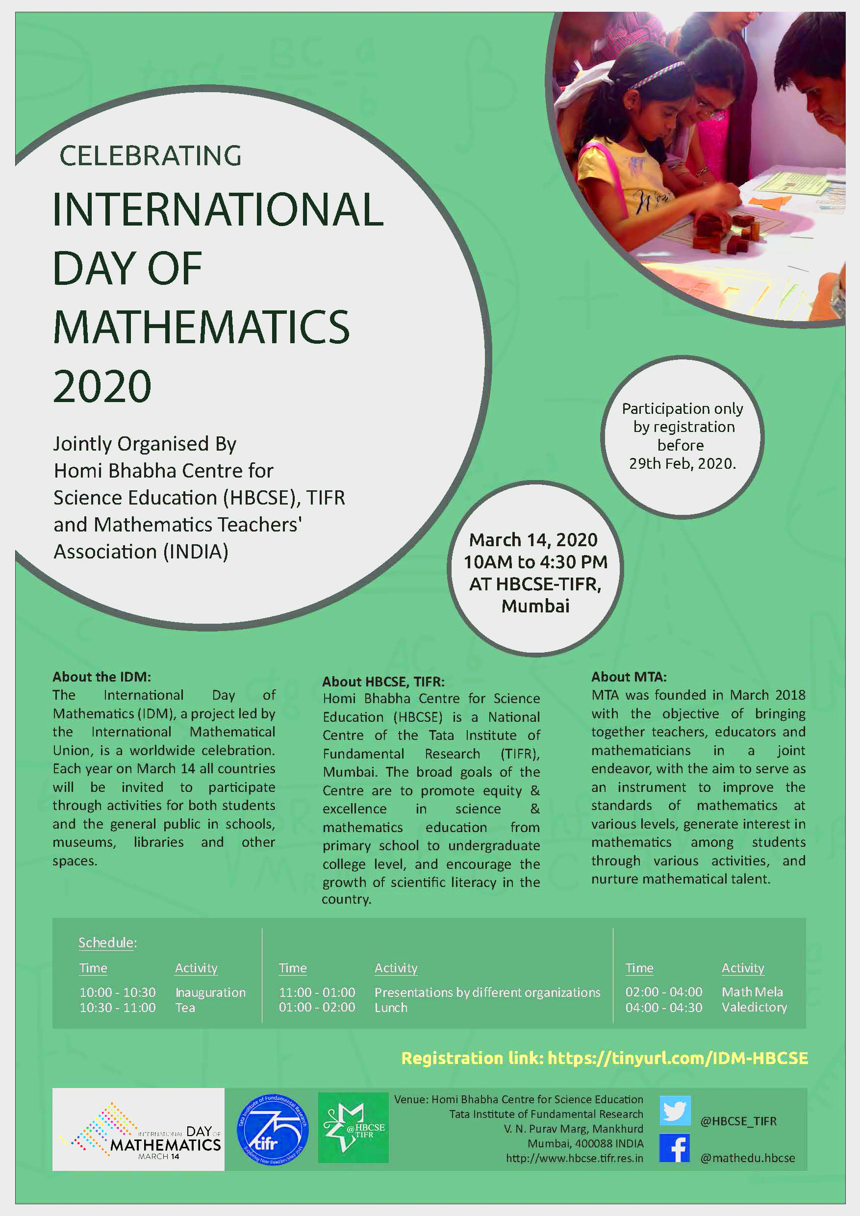 International Day of Mathematics – HBCSE, TIFR – MTA (I)